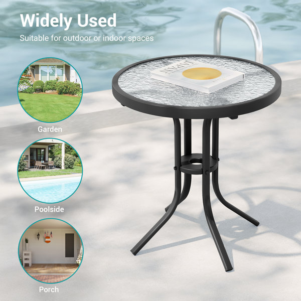 Rosebay Patio Side table, Outdoor Metal Frame Round Table | Wayfair
